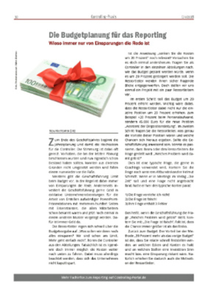 Die Budgetplanung für das Reporting - reimusnet