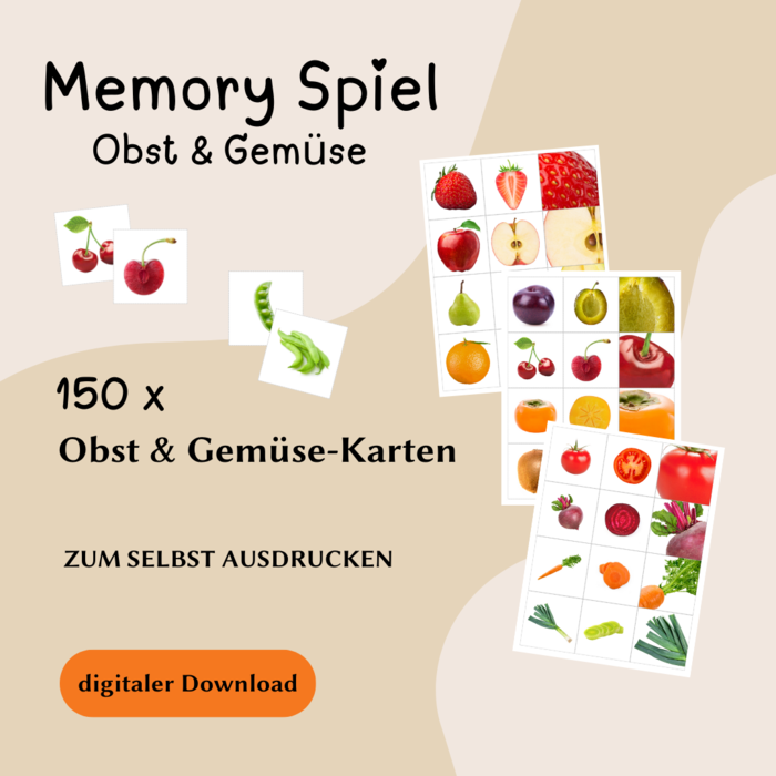 Memory Spiel - Obst & Gemüse - jennyraddei | ablefy