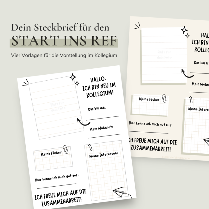 Steckbrief zur Vorstellung im Kollegium - halloferien